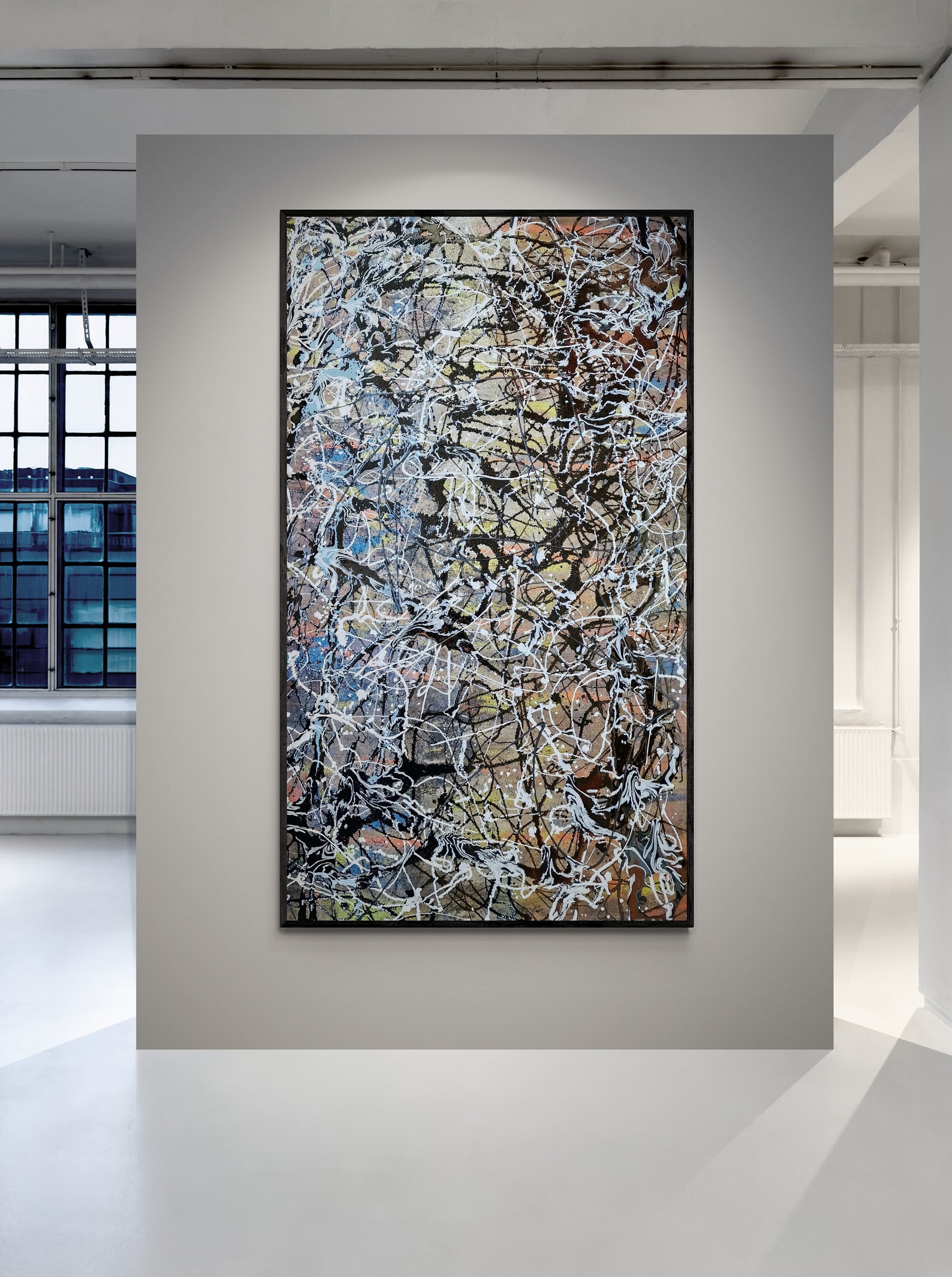 XXL Jackson Pollock Style Metallic Colors, Black & White Abstract ...