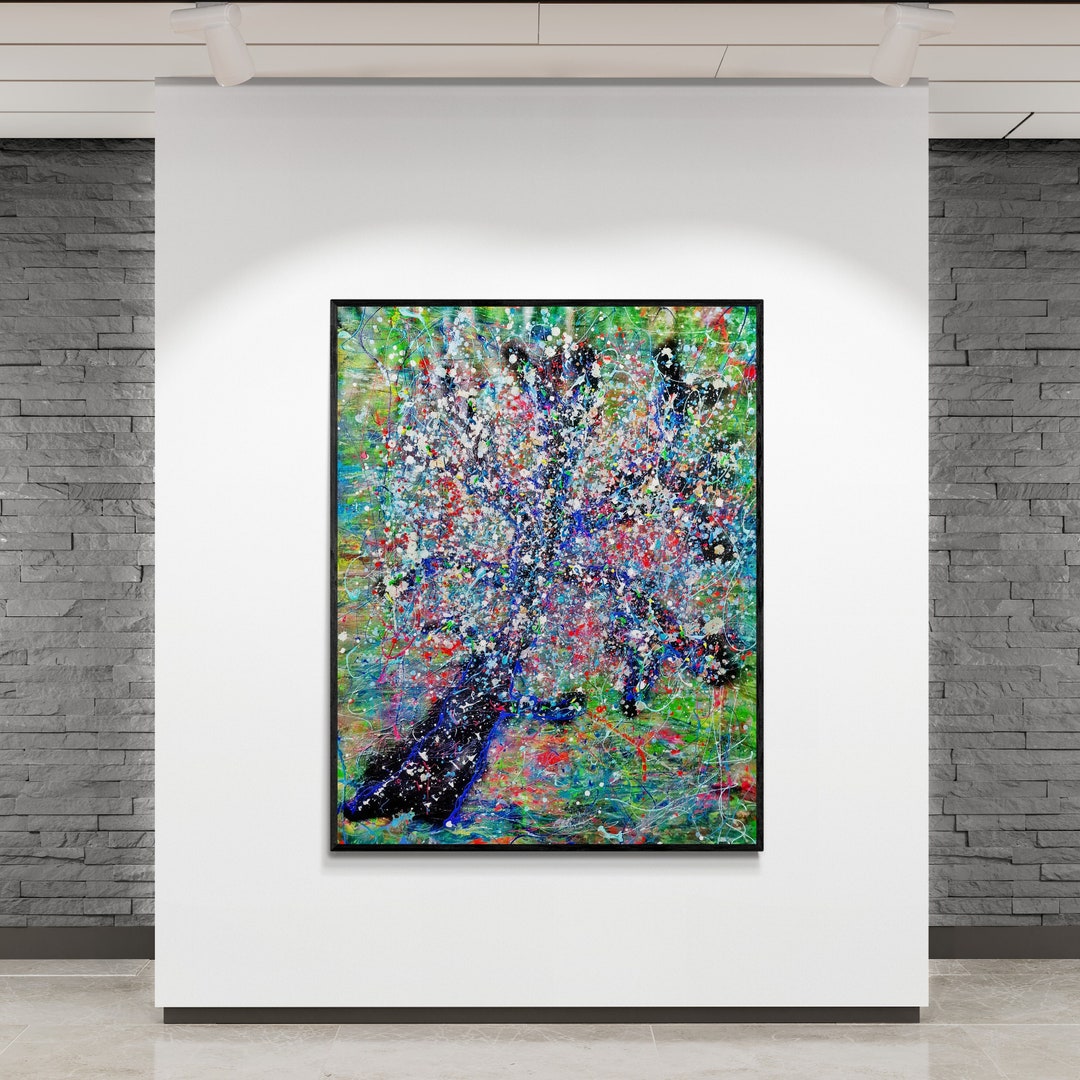 Unique Jackson Pollock Style Tree Art, Drip Acrylic Painting on Canvas ...