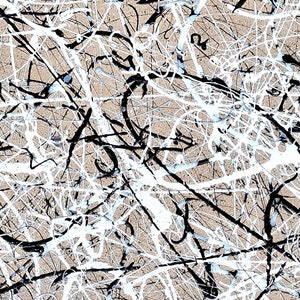 XXL Jackson Pollock Style Soft Sand Canvas | Black & White Abstract ...