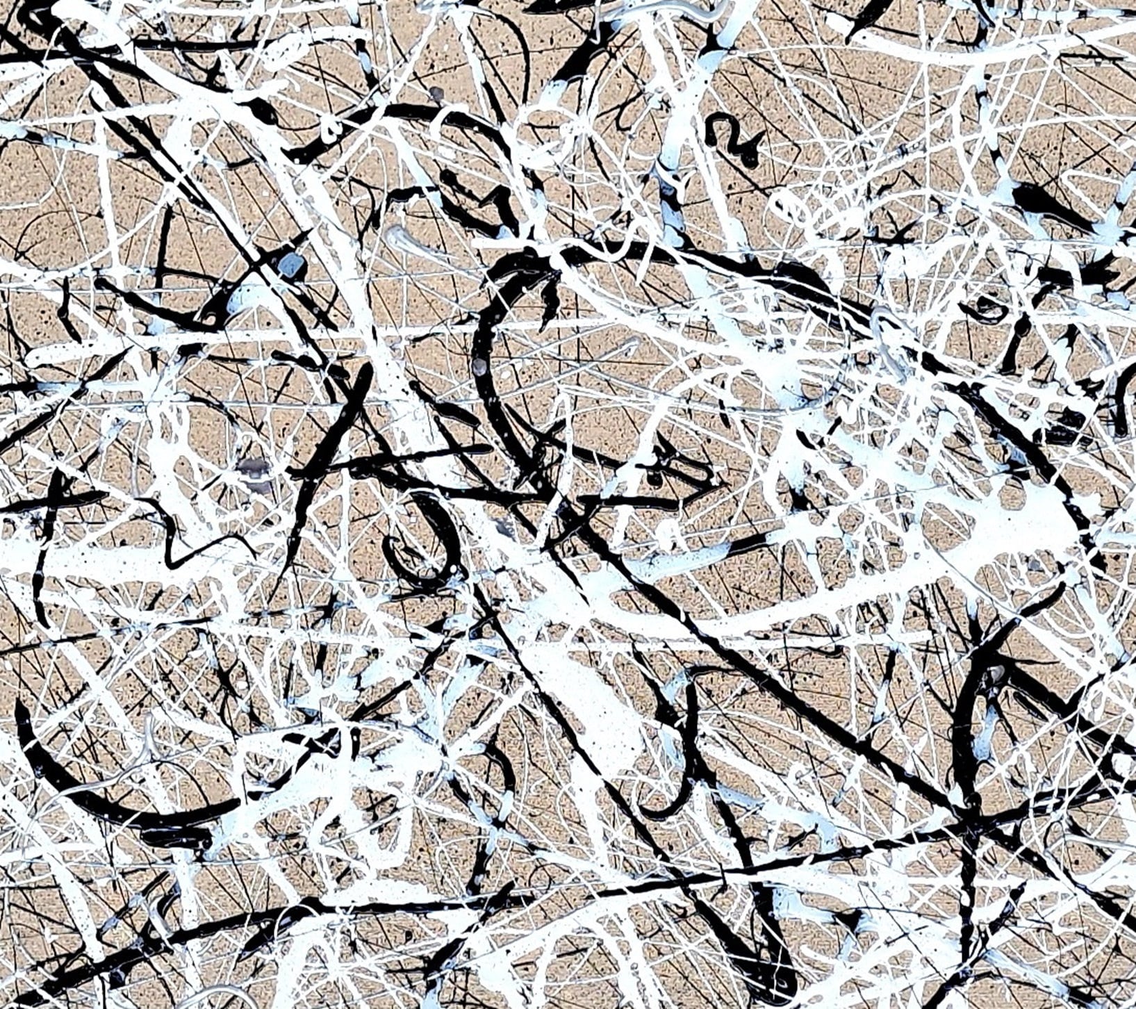 XXL Jackson Pollock Style Soft Sand Canvas | Black & White Abstract ...