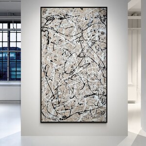 XXL Jackson Pollock Style Soft Sand Canvas | Black & White Abstract ...