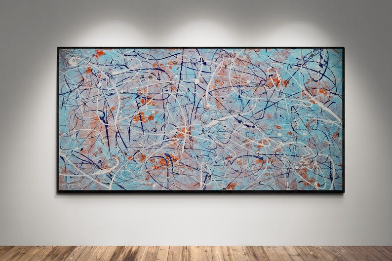 XXL Jackson Pollock Style Abstract Canvas | 200x100 Cm Drip Painting ...