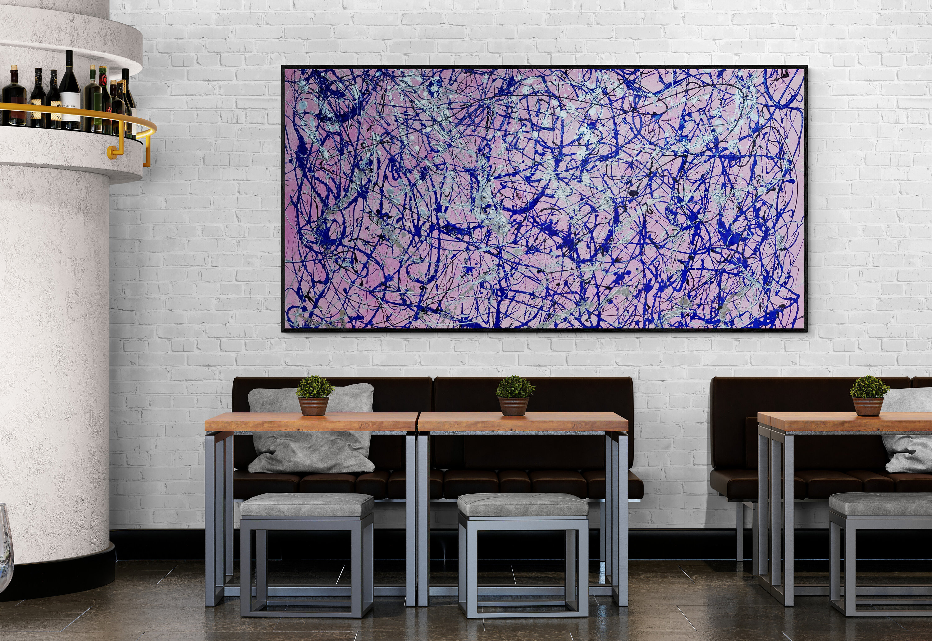 XXL Jackson Pollock Style Pink Canvas | Handmade Abstract Drip Painting ...