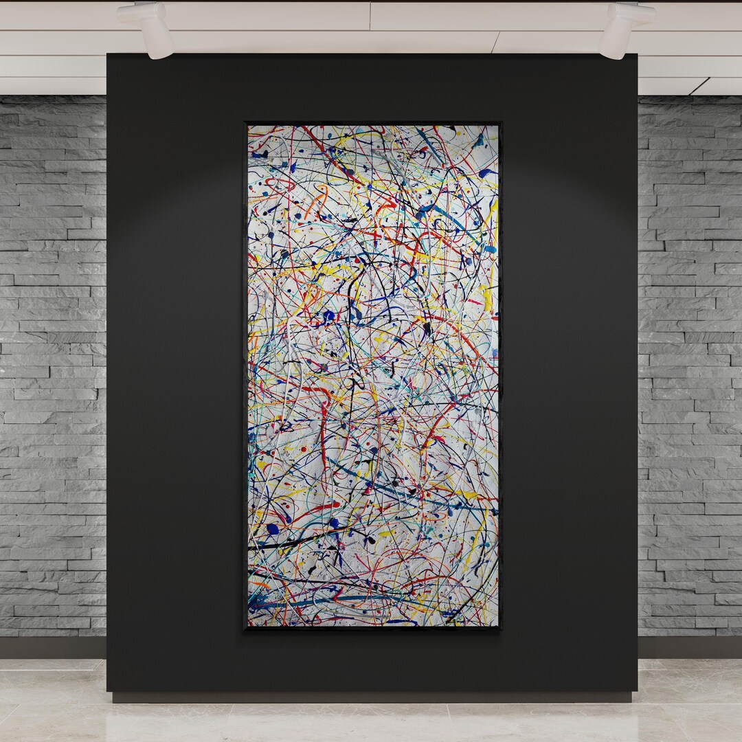 Jackson Pollock Style Multicolor Abstract Canvas | 200x100 Cm Drip ...
