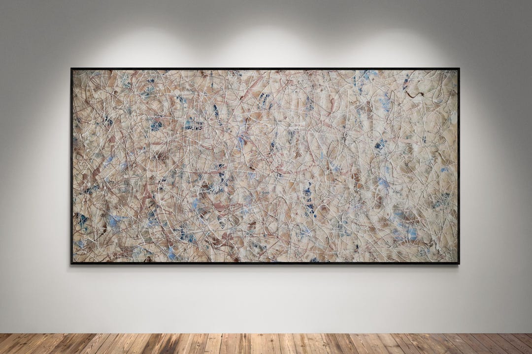 XXL Jackson Pollock Style Sand & Rose Gold Canvas | Original Handmade ...