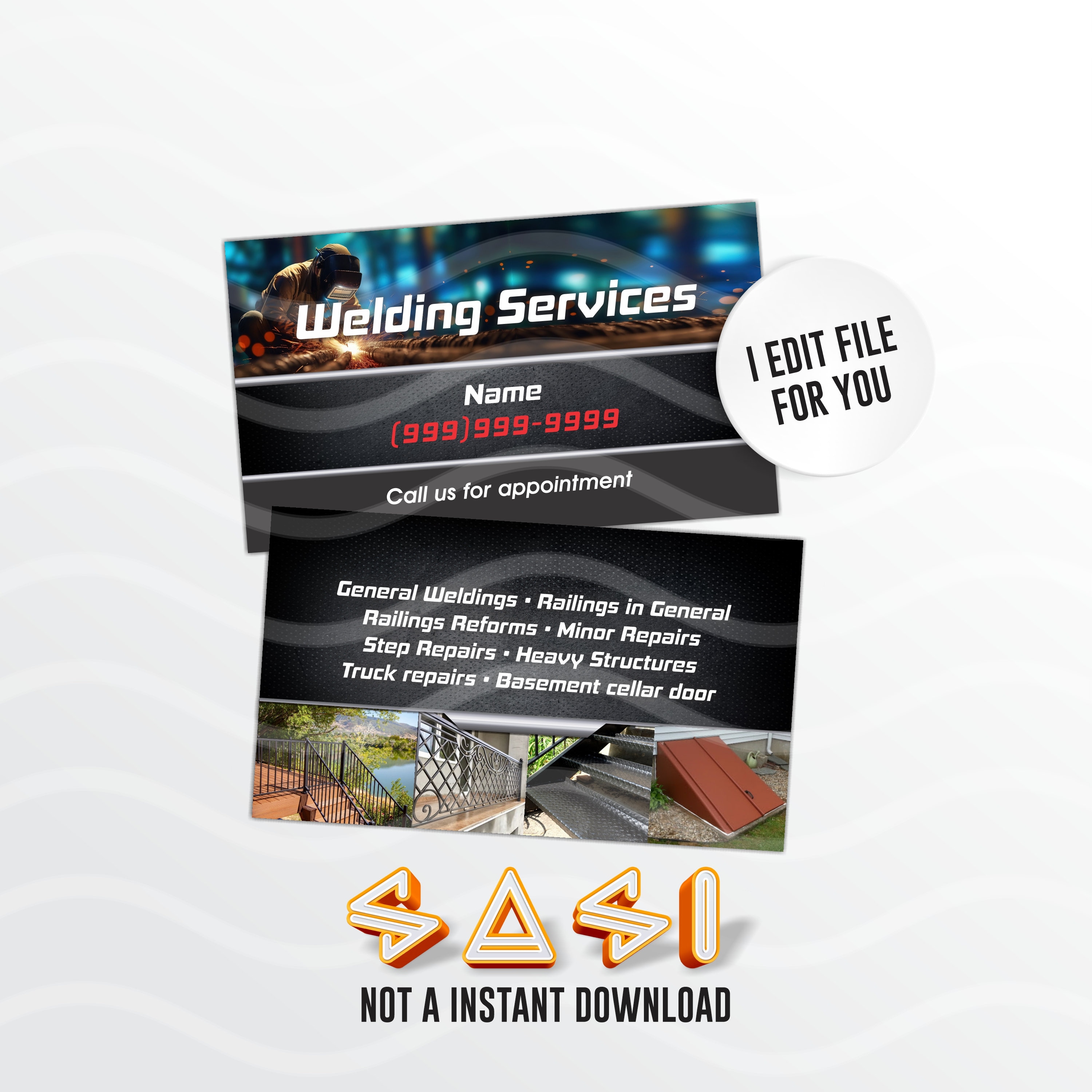 Welding Services Business Card | DIGITAL FILE | Ready to Print | I Edit ...