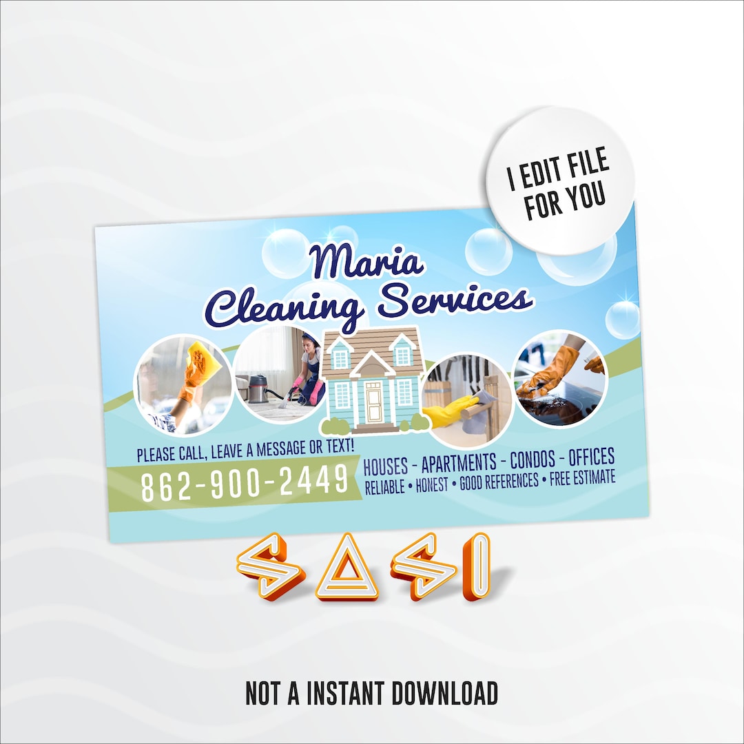 Cleaning Services Business Card for House Cleaners | Blue | With ...