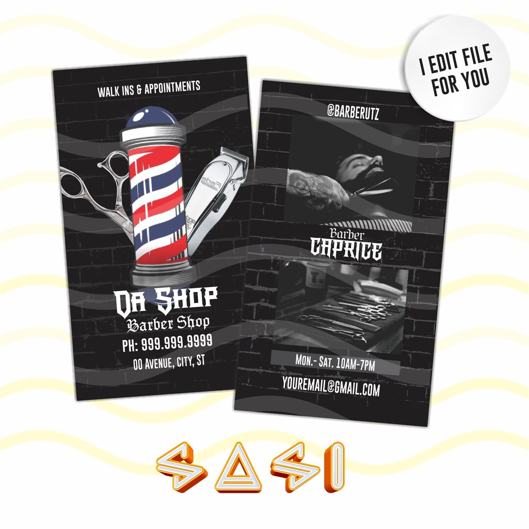 Barber Business Card Haircut Hairstylist I Edit File for - Etsy