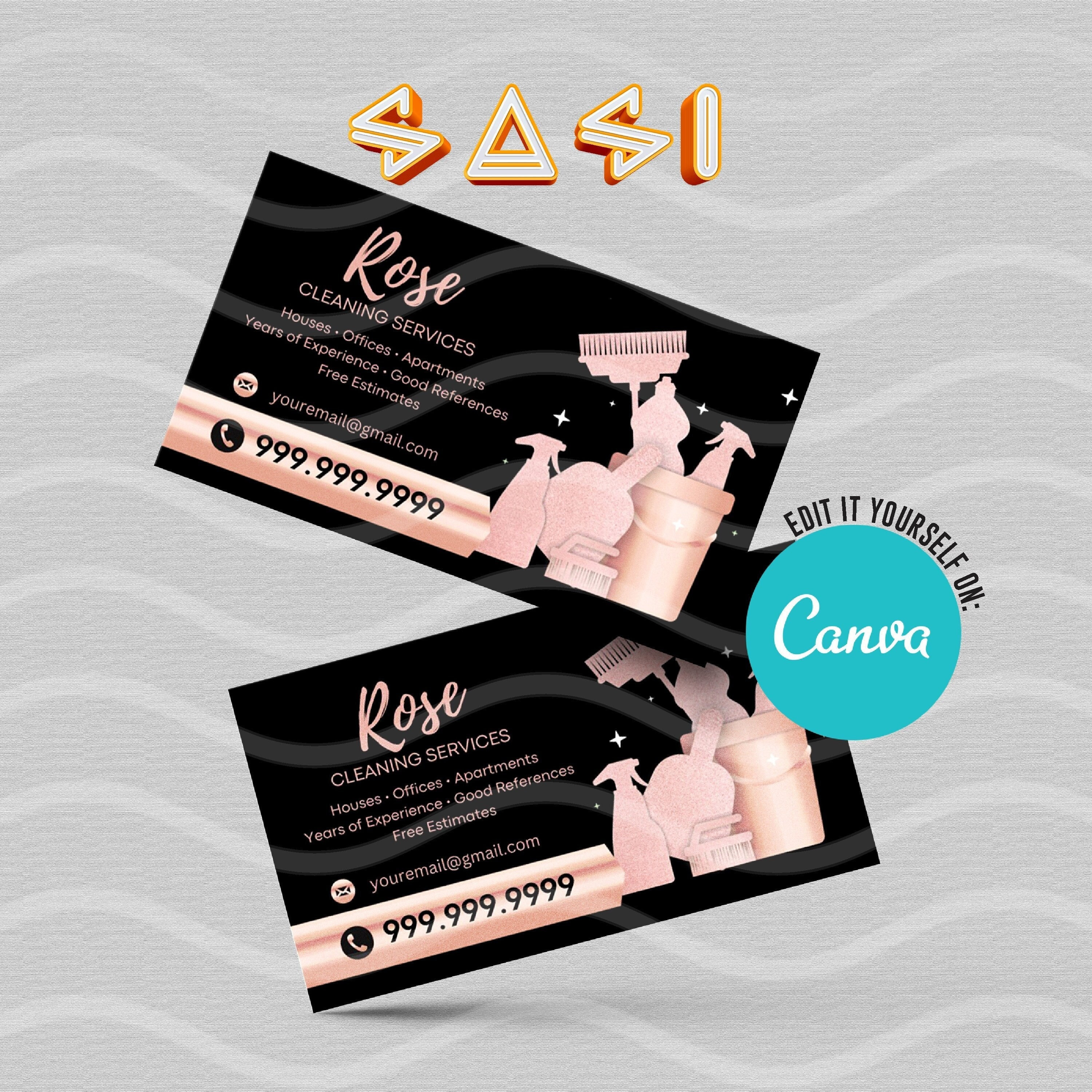 Cleaning Services Business Card: Pink Sparkle, Rose Gold (digital File ...