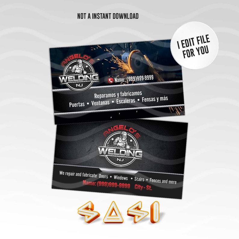 Welding Services Business Card | DIGITAL FILE | Ready to Print | I Edit ...