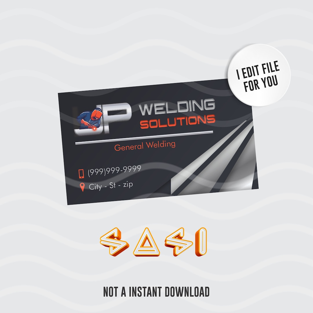 Welding Business Card: Blue & Orange, Custom Design (digital File) - Etsy