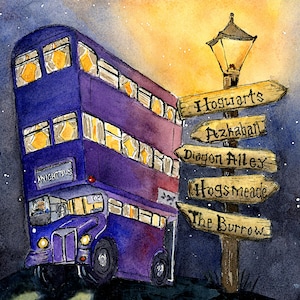 Wizard Knight Bus Pop Culture Watercolor Art Print - Etsy