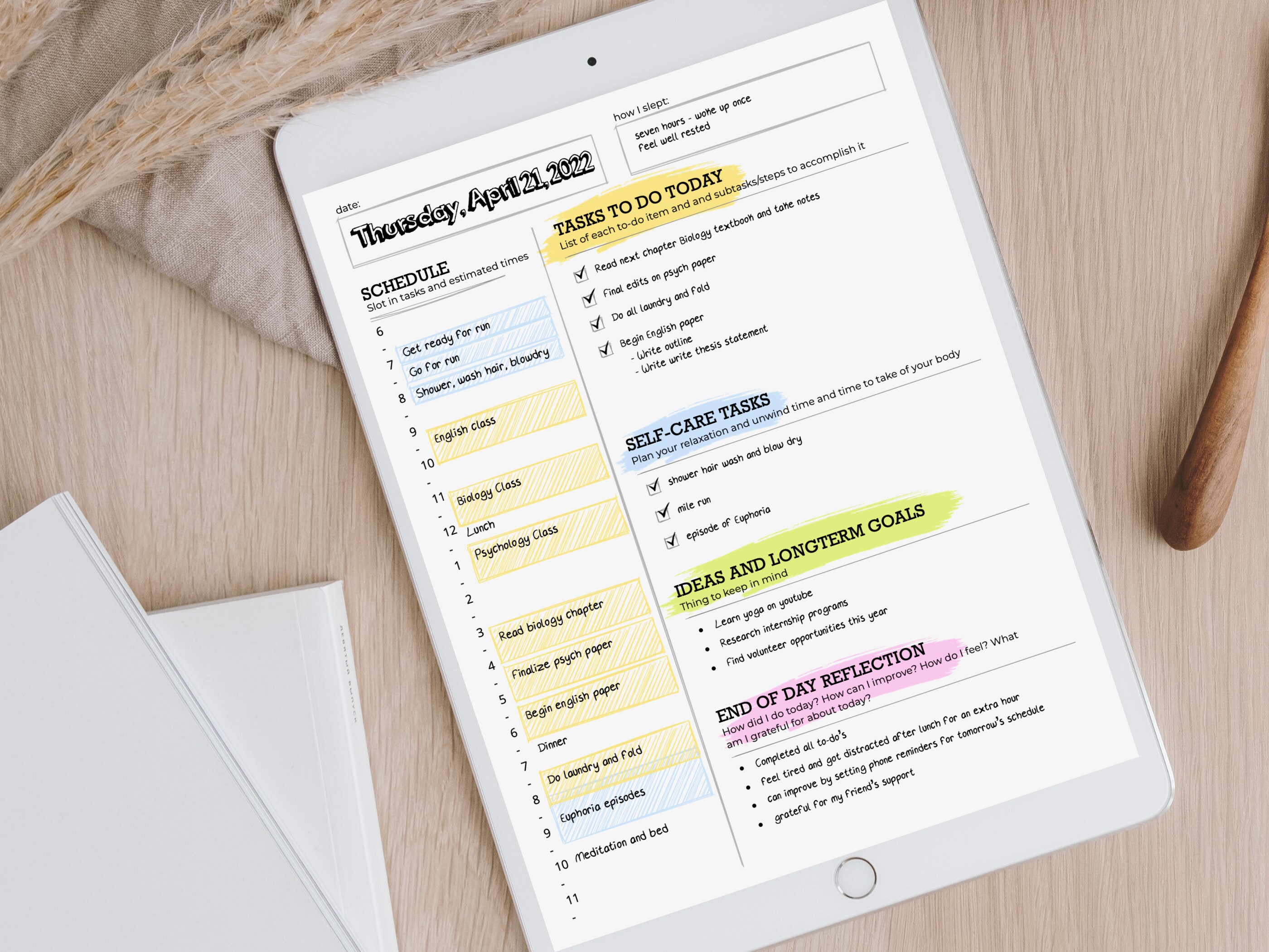 Digital Planner, Schedule, and To-do List Organizer for Self Care ...