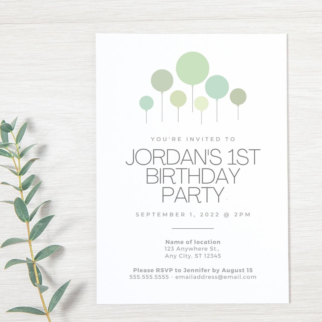 1st Birthday Party Invitation | Invite for Gender Neutral Party ...