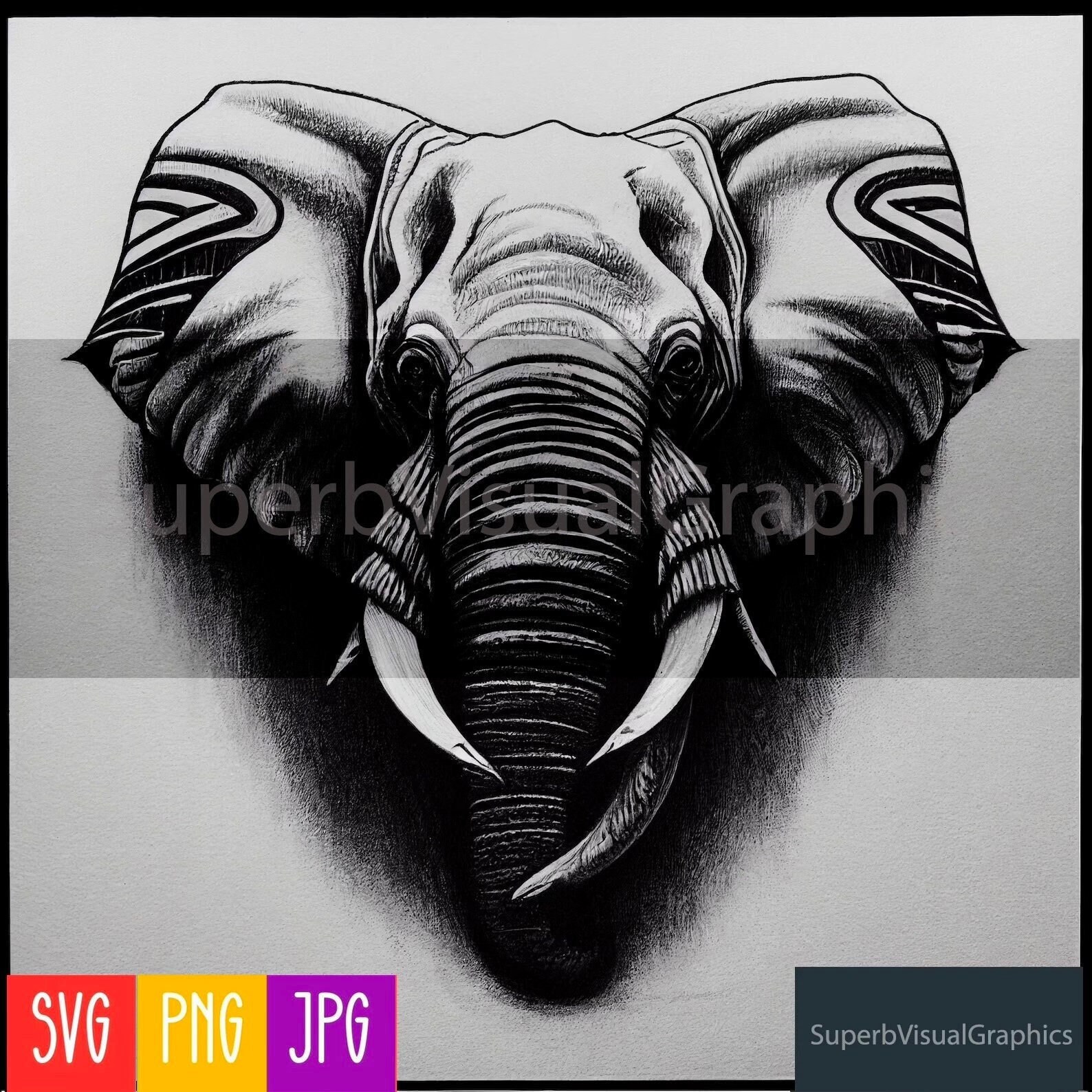 Elephant SVG, Elephant Head SVG, Elephant Sketch, Elephant Pencil ...