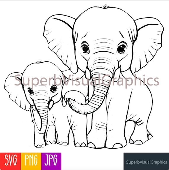 Baby Elephant SVG Clipart Cute Elephant Baby Elephant - Etsy