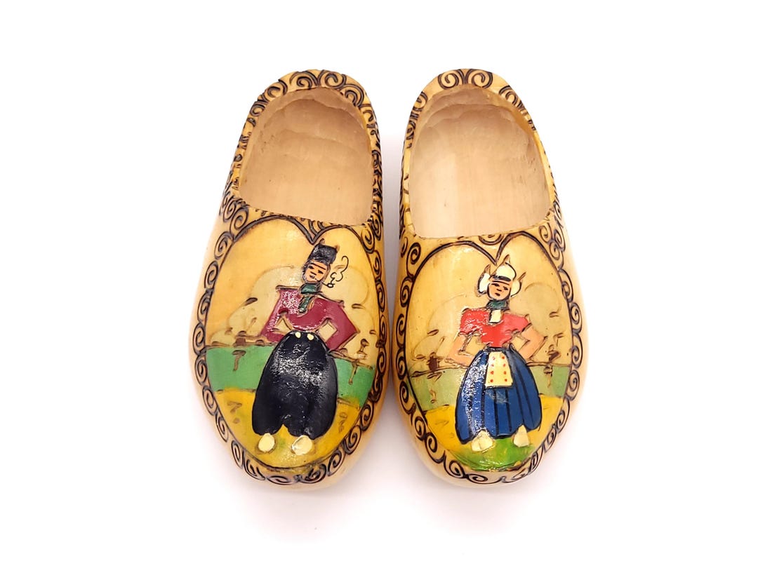 Vintage Dutch Wooden Clogs, Decorative Wall Hanging Wood Clogs, Hand ...