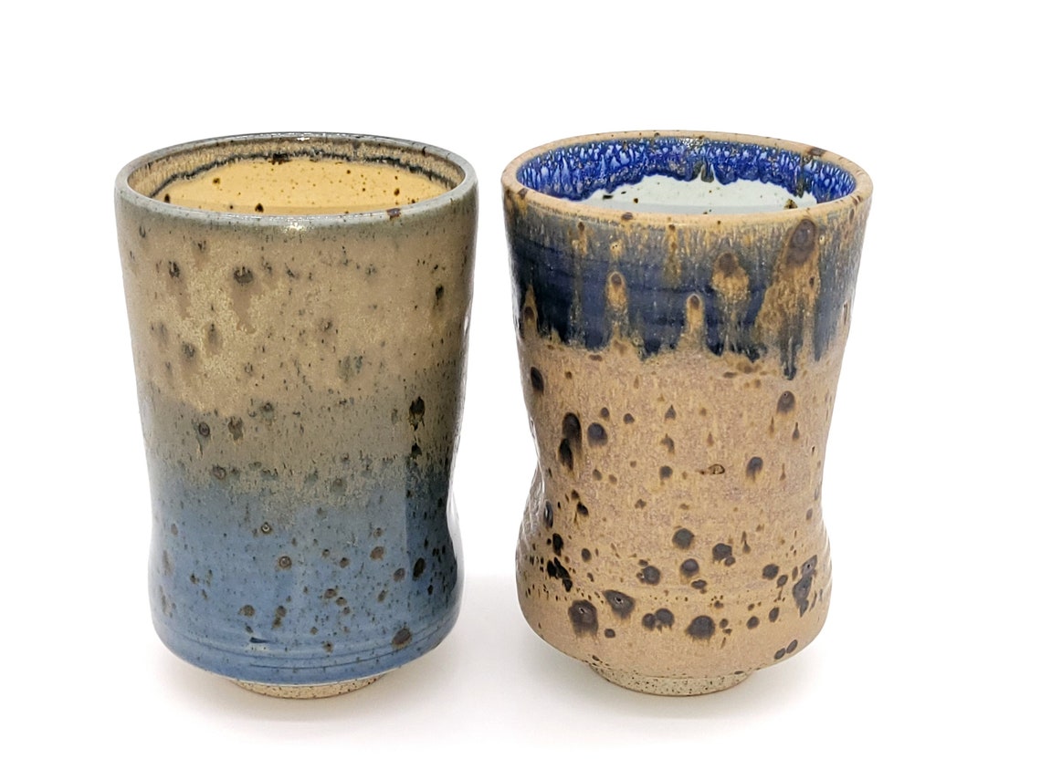 Vintage Conical Coffee Mug Pottery, Stoneware, Pair Handmade, Glazed ...