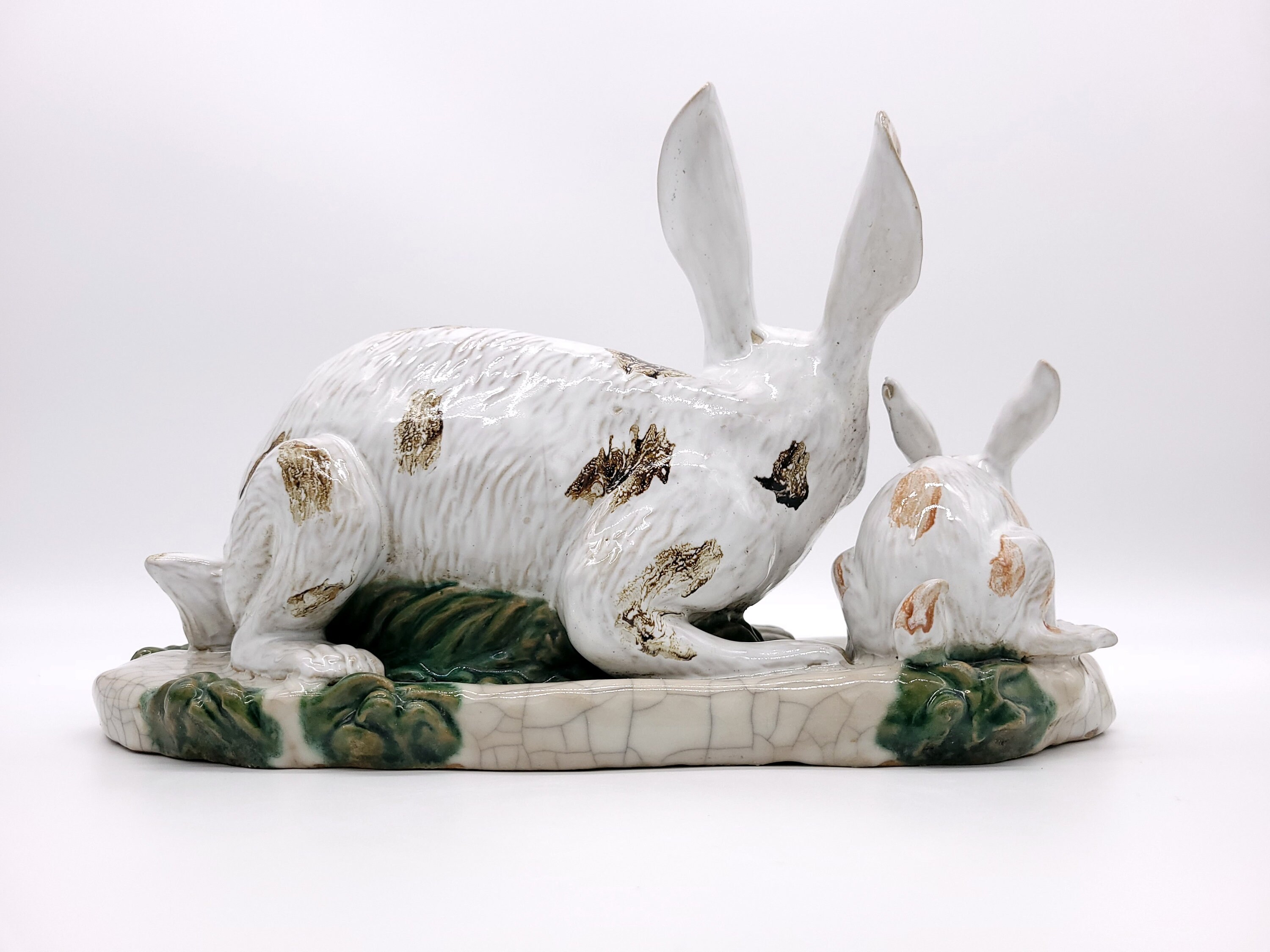 Vintage Ceramic Rabbit Decor Mother and Baby Bunny, Chinese ...