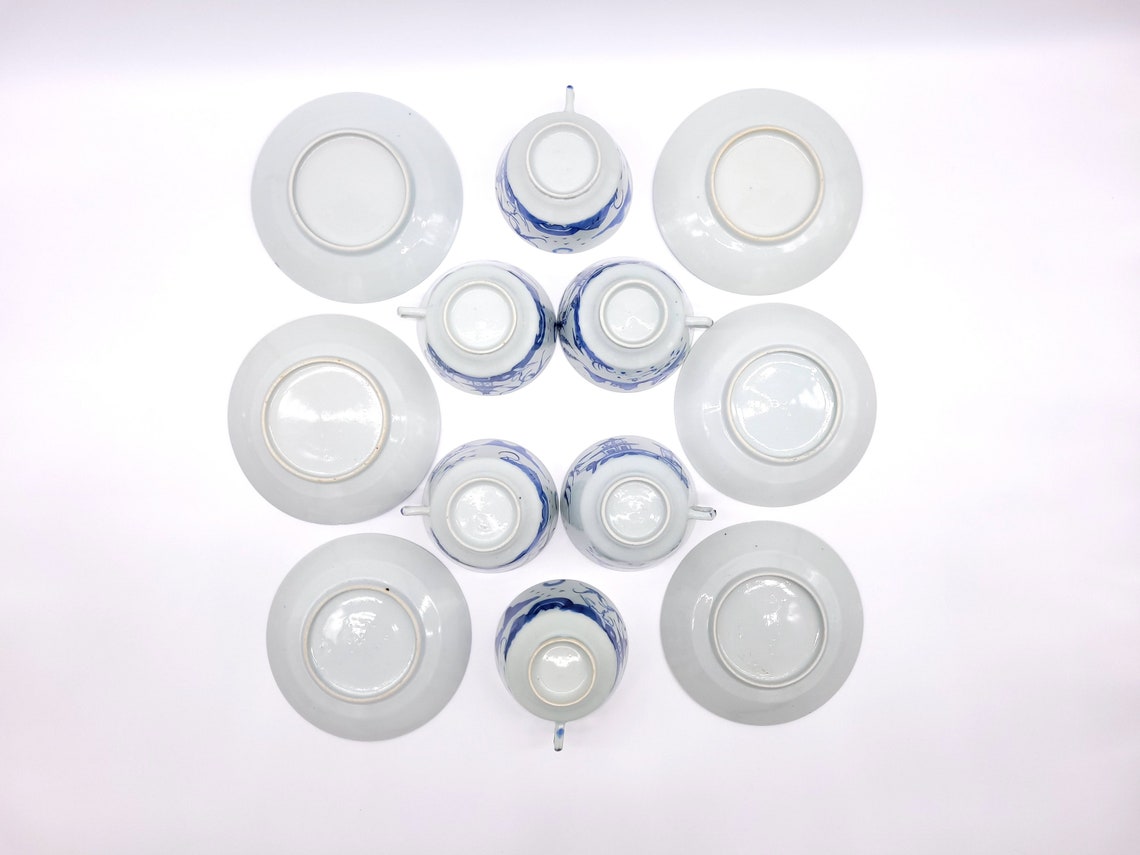 Antique Canton Porcelain Oriental Tea Set of 6, 19th Century Chinese ...