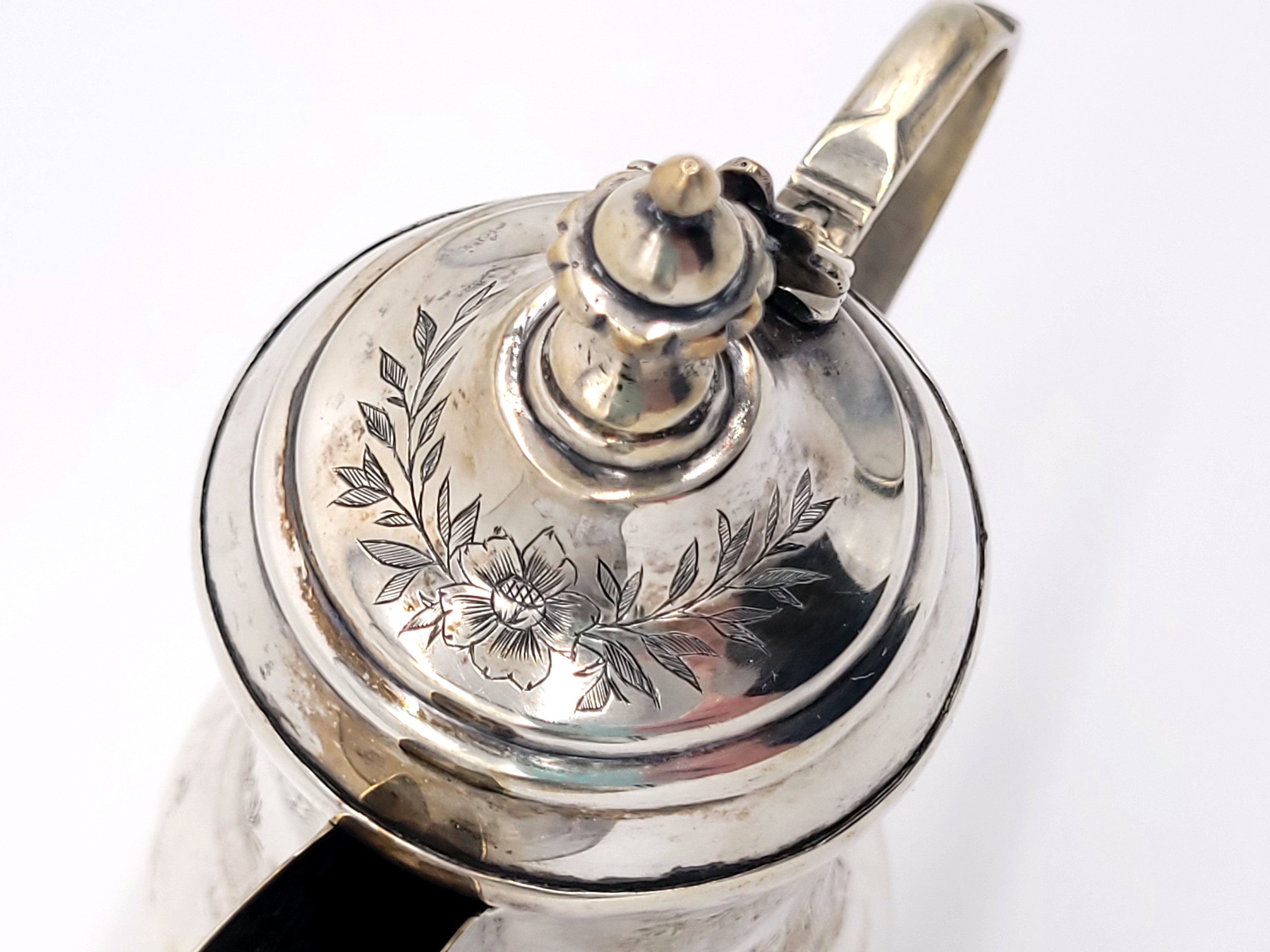 Antique Iraqi Silver Niello Coffee Pot, Arabic Dallah Coffee Pot ...