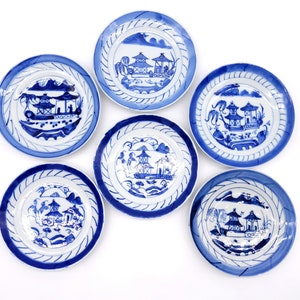 Antique Canton Porcelain Oriental Tea Set of 6, 19th Century Chinese ...
