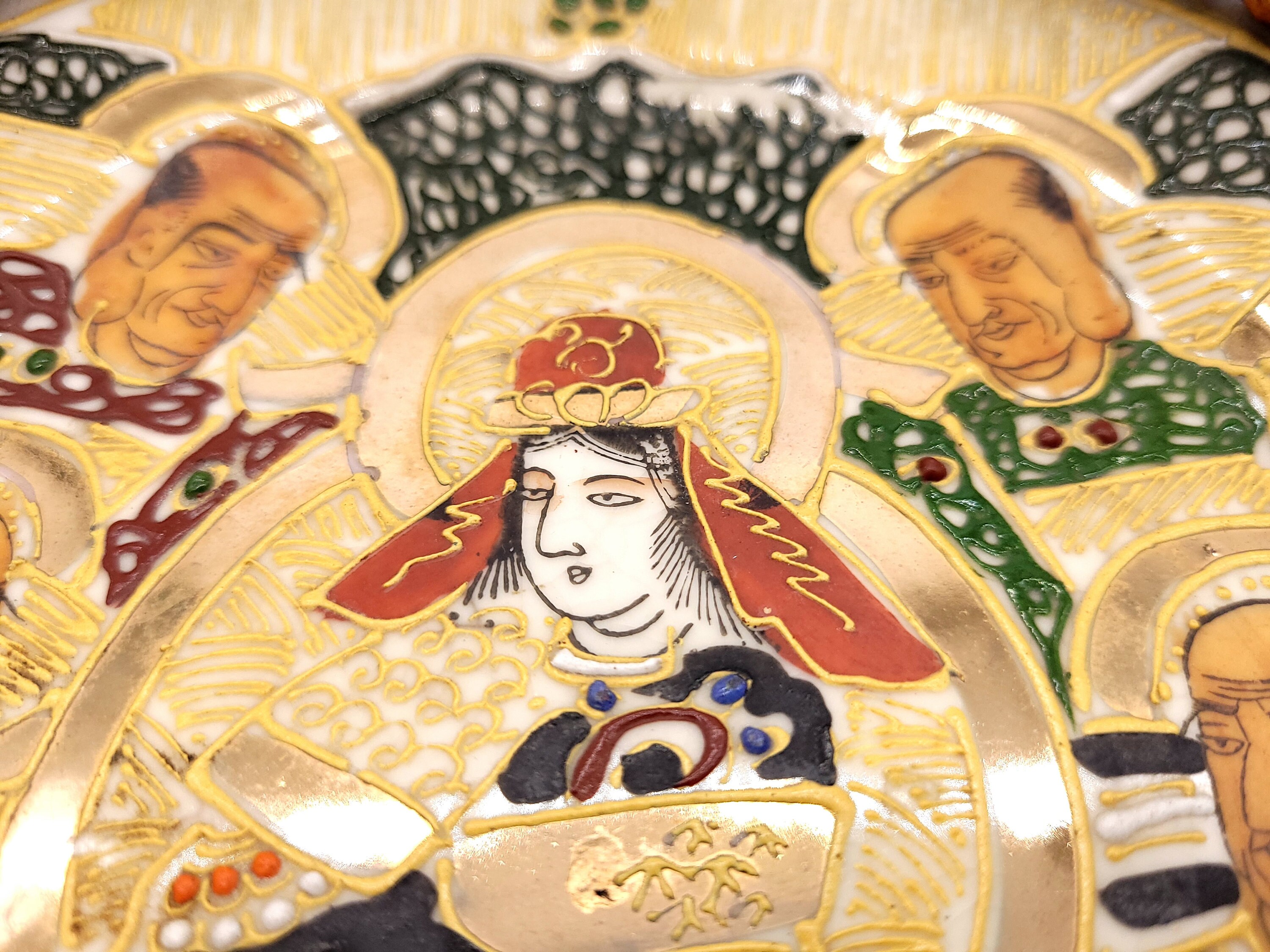 Japanese Satsuma Plate, Empress and Her Advisors, Hand-painted ...