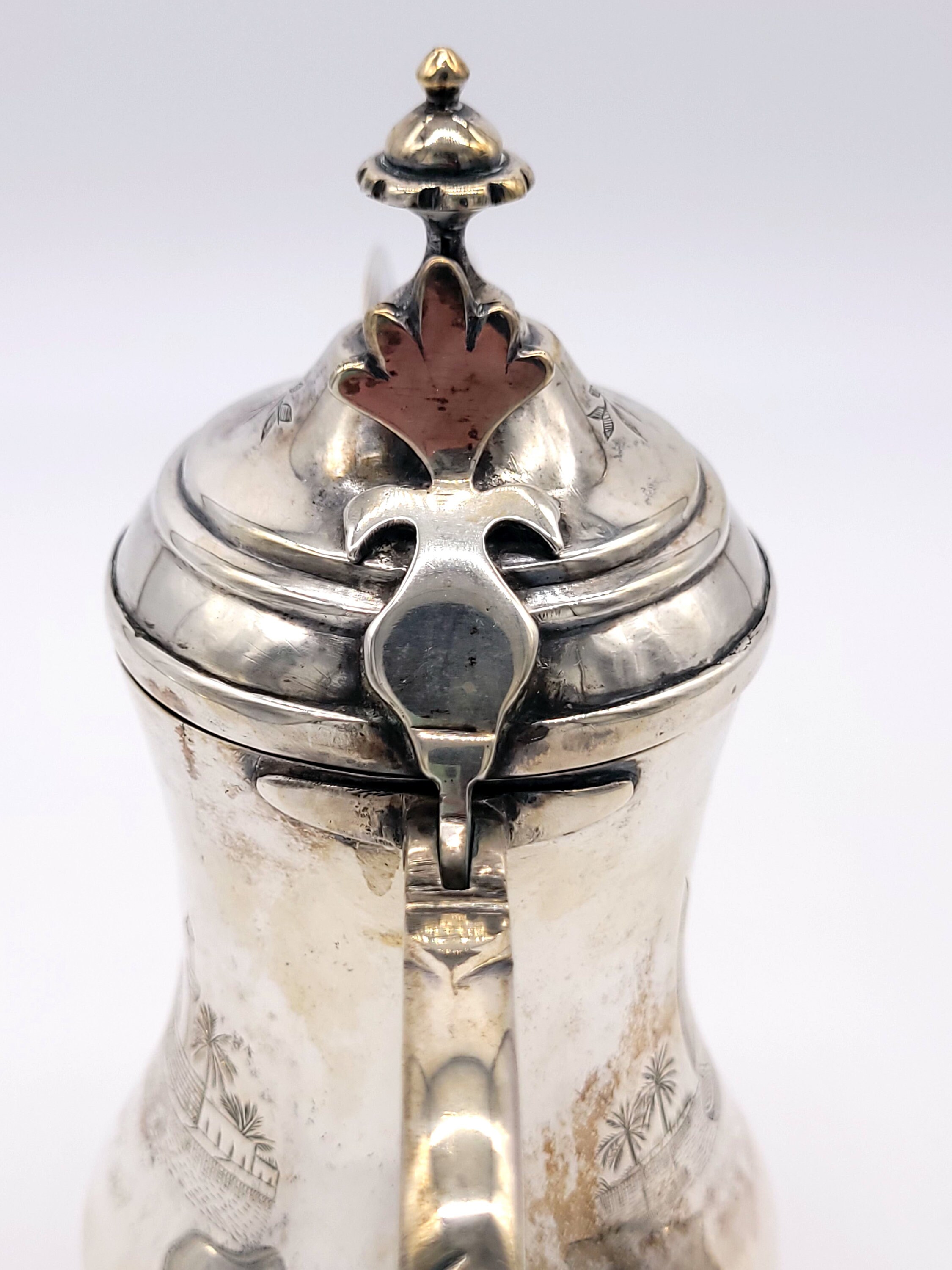 Antique Iraqi Silver Niello Coffee Pot, Arabic Dallah Coffee Pot ...