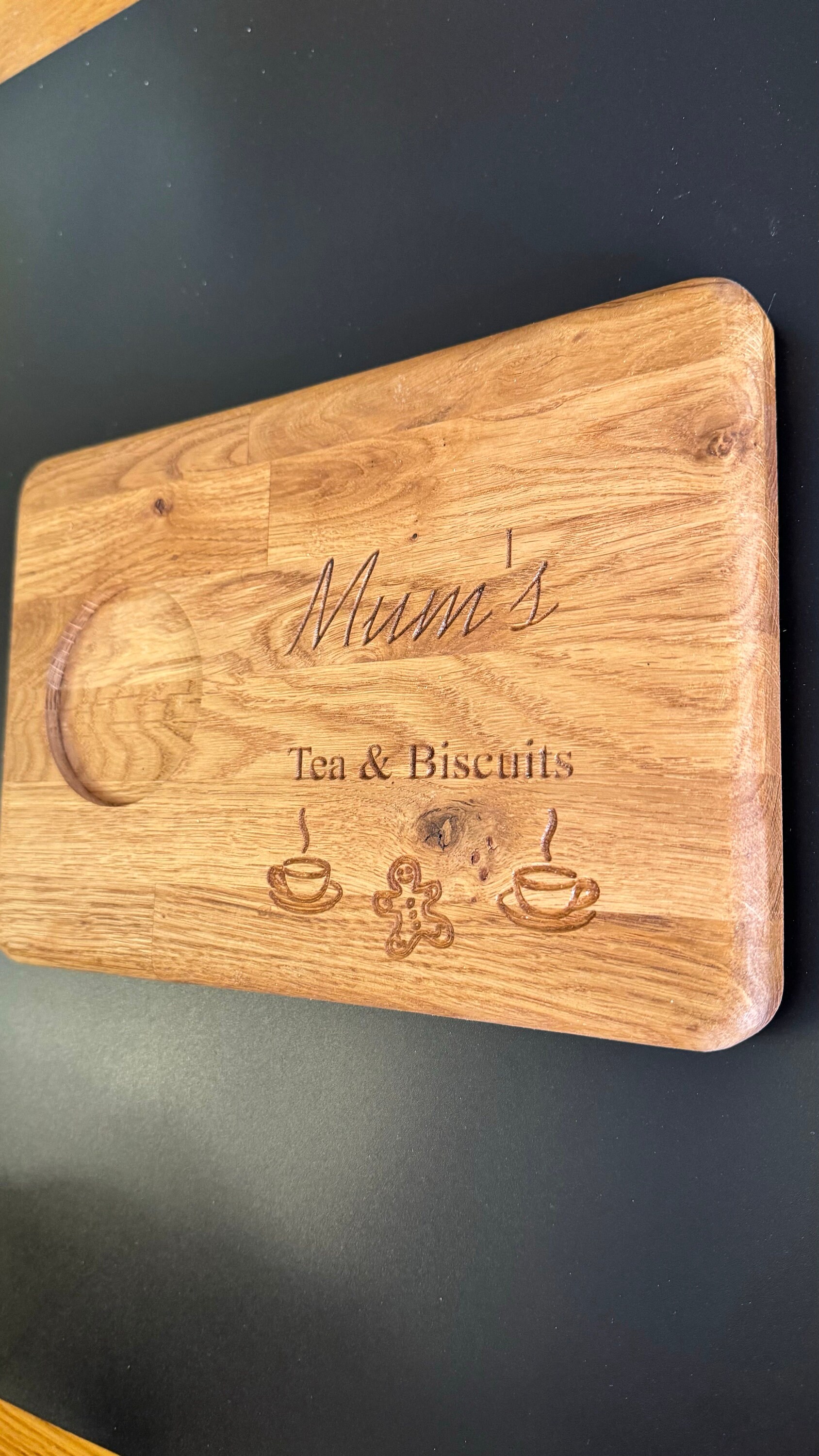Solid Oak Serving Breakfast Board Personalised 30 X 20cm Gift Mums Tea ...