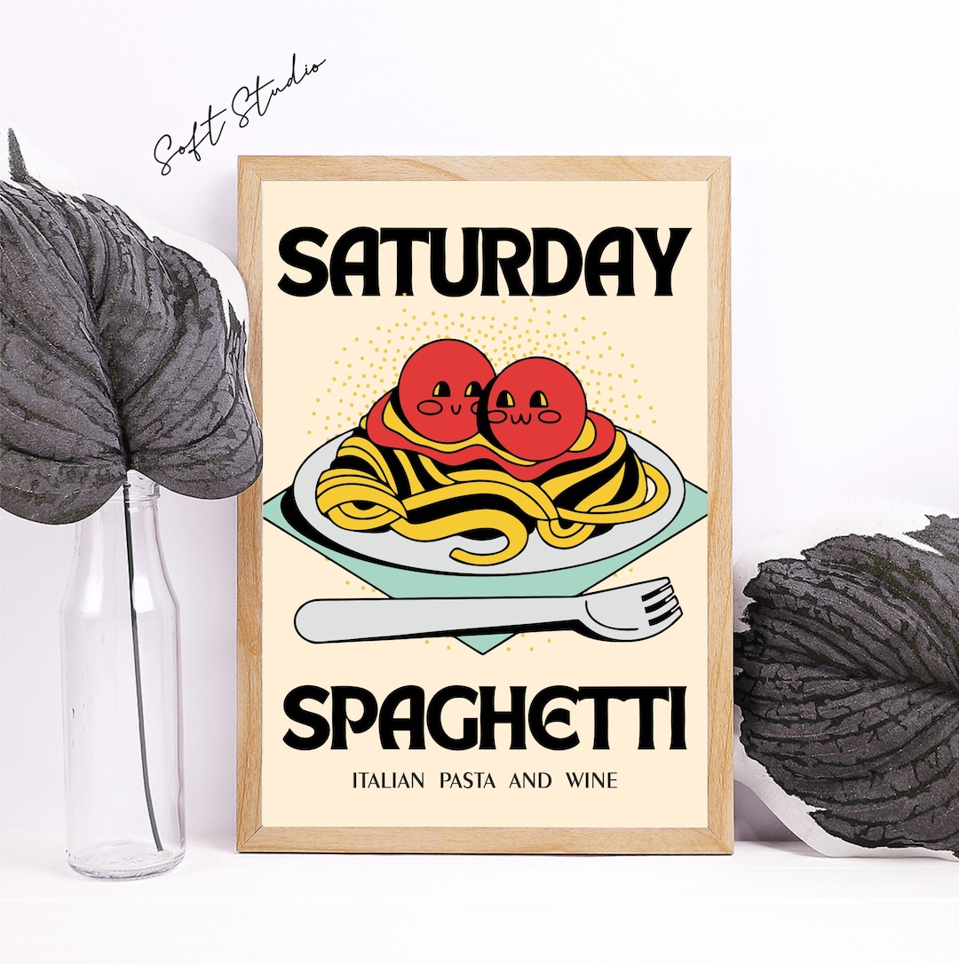 Spaghetti Poster, Italian Food Poster, Spaghetti Wall Print, Pasta ...