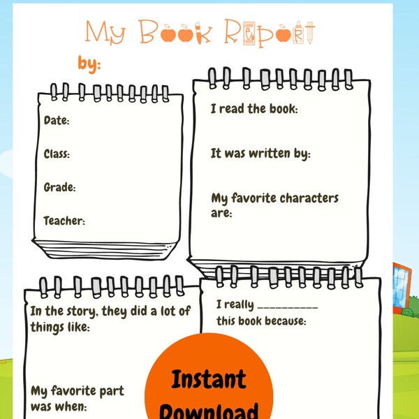 Kids Book Report Page - Etsy