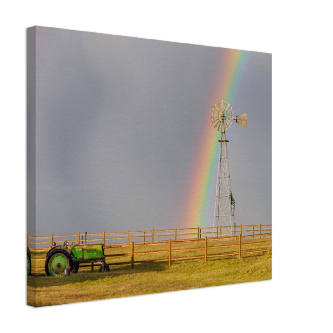 Beautiful Rainbow and Tractor | Canvas - Etsy