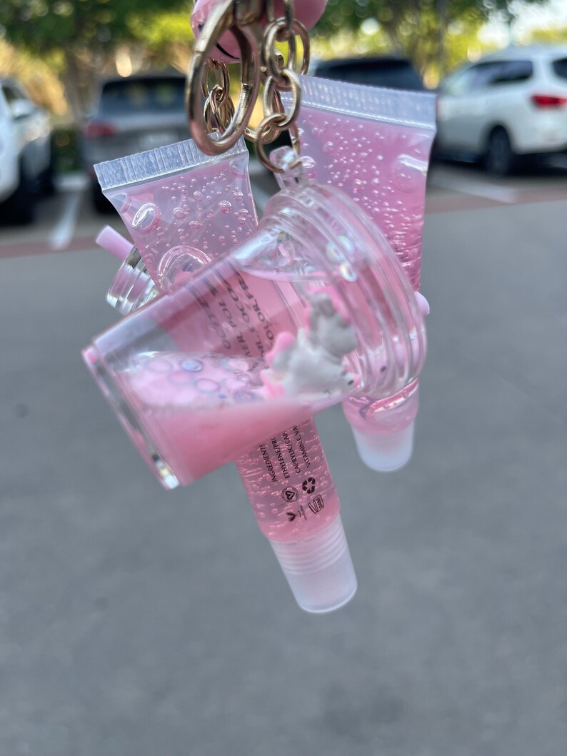 Pink Unicorn Liquid Keychain Juice Cup Boba Keychain - Etsy