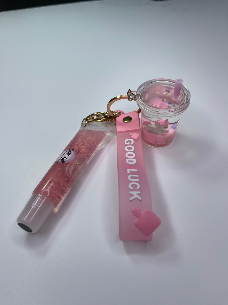 Pink Unicorn Liquid Keychain Juice Cup Boba Keychain - Etsy