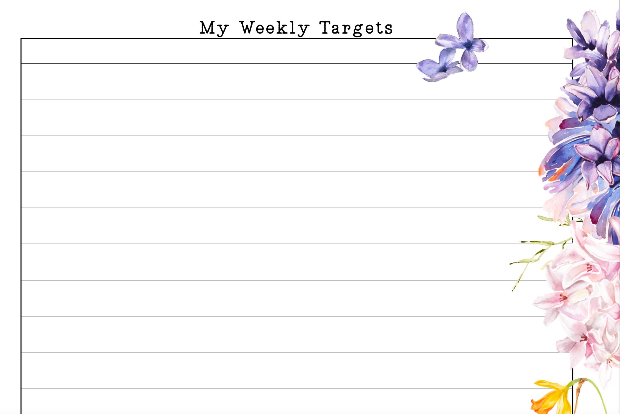 Weekly Targets - Spring Design A4 - Etsy