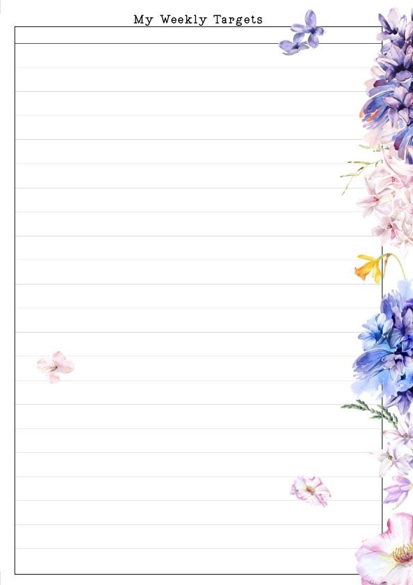 Weekly Targets - Spring Design A4 - Etsy