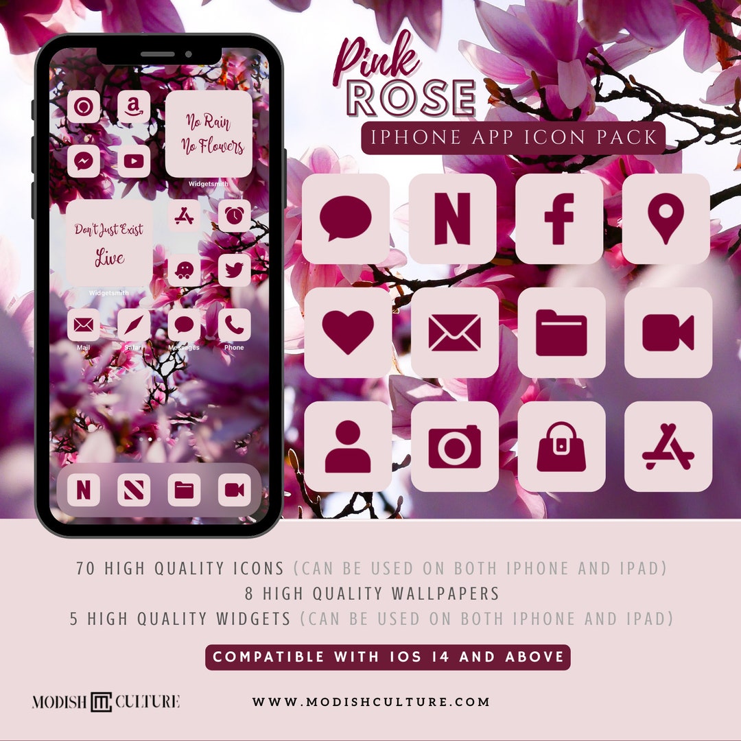 Pink Rose App Icon Theme | iPhone Icons | Android Icons | Valentine's ...