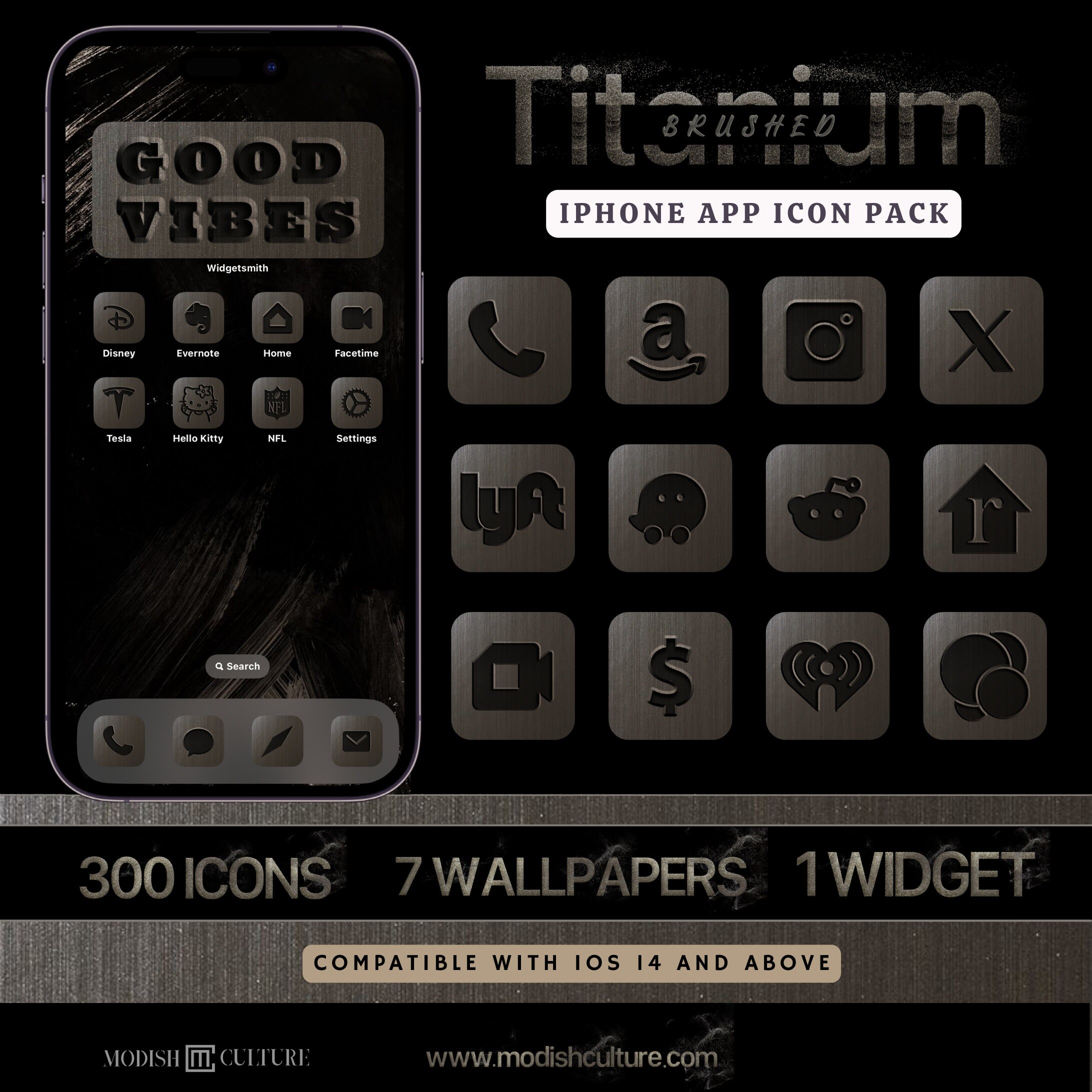 Brushed Titanium iPhone App Icon Theme: 300 Icons, Wallpapers, Widget ...
