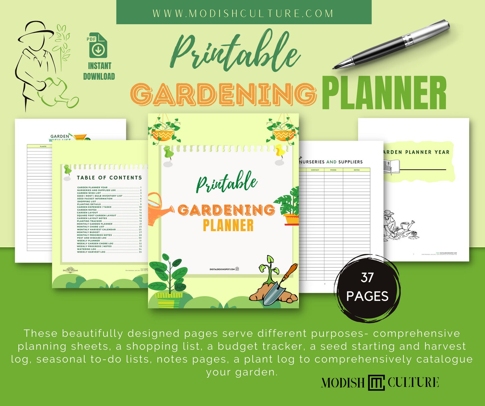 Gardening Planner | PRINTABLE PDF | Botanical, Plants, Horticulture - Etsy