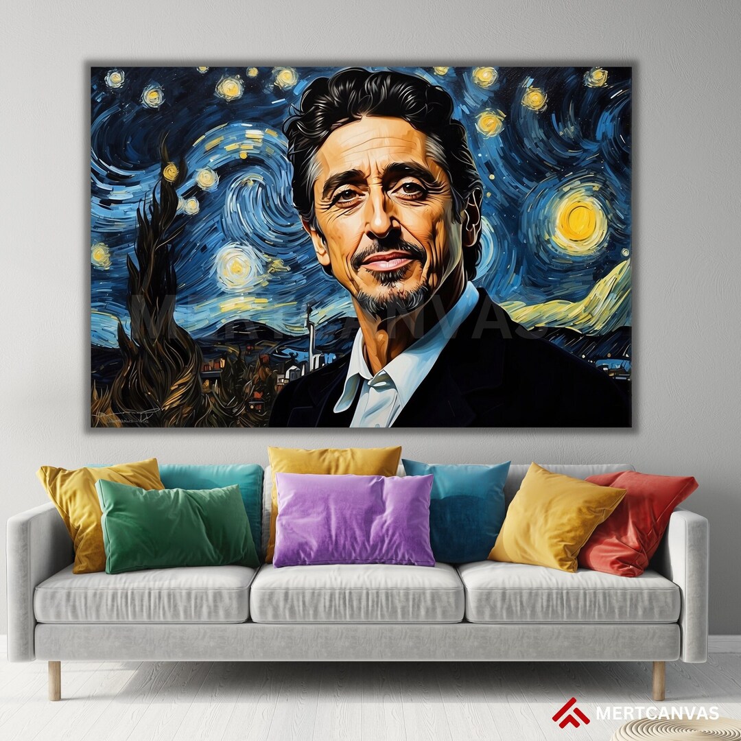 Al Pacino Portrait Art Canvas Vincent Van Gogh the Starry Night Style ...
