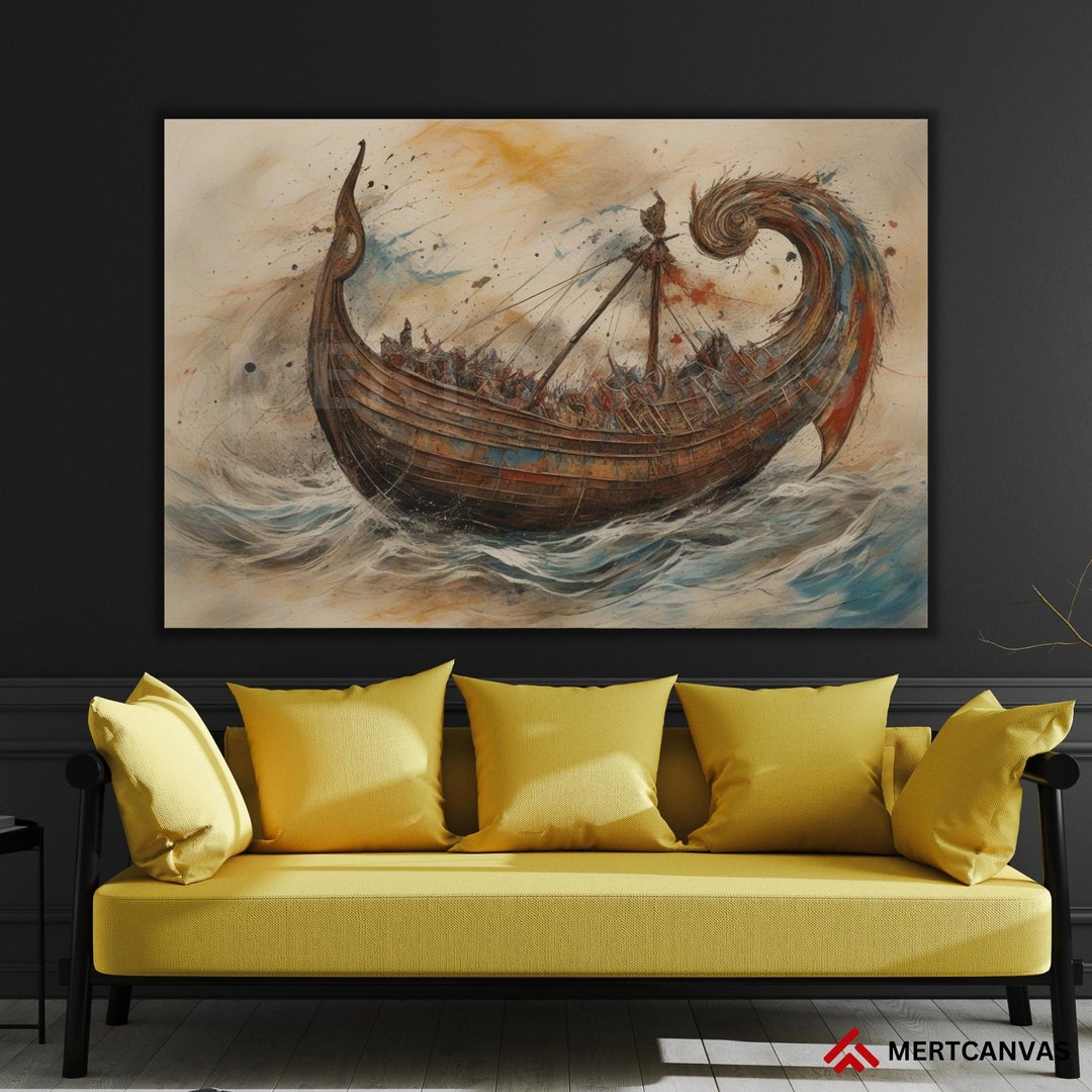 Viking Ship Art Canvas Viking Canvas Viking Gifts Sundown Poster Wall ...