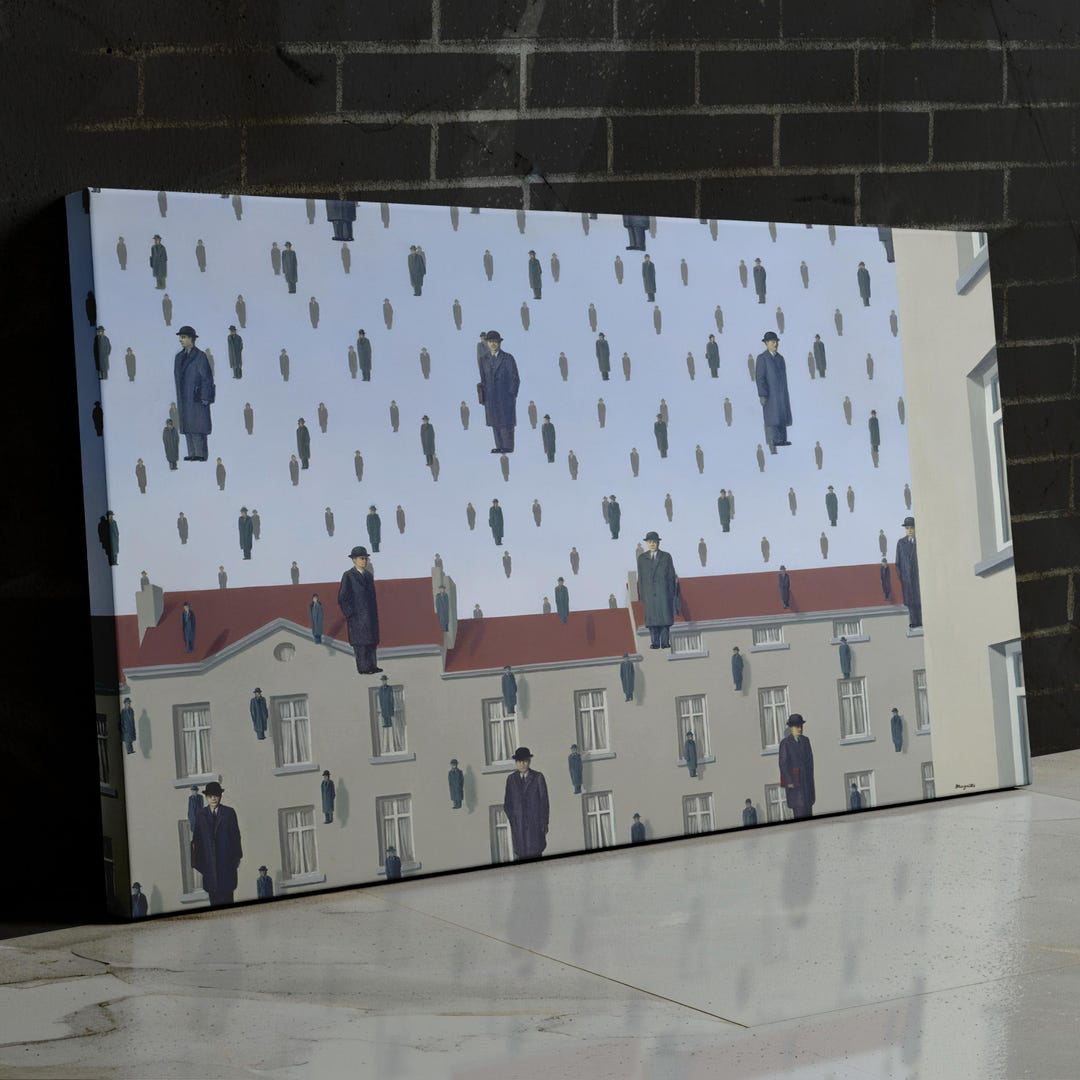 Rene Magritte Surrealist Golconda Inspired Canvas Print | Magritte ...