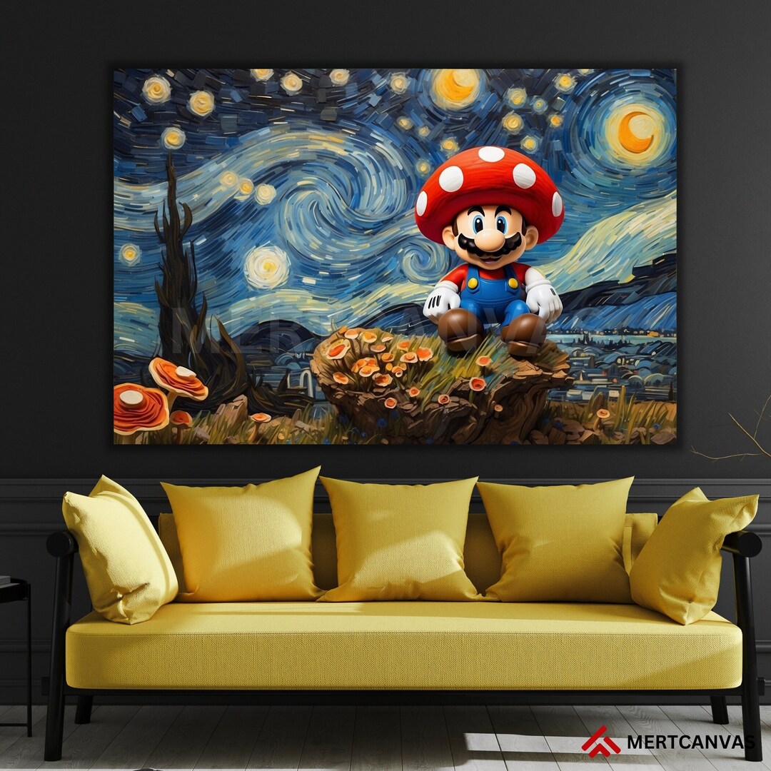 Super Mario Canvas Starry Night View Canvas Super Mario Super Mario ...