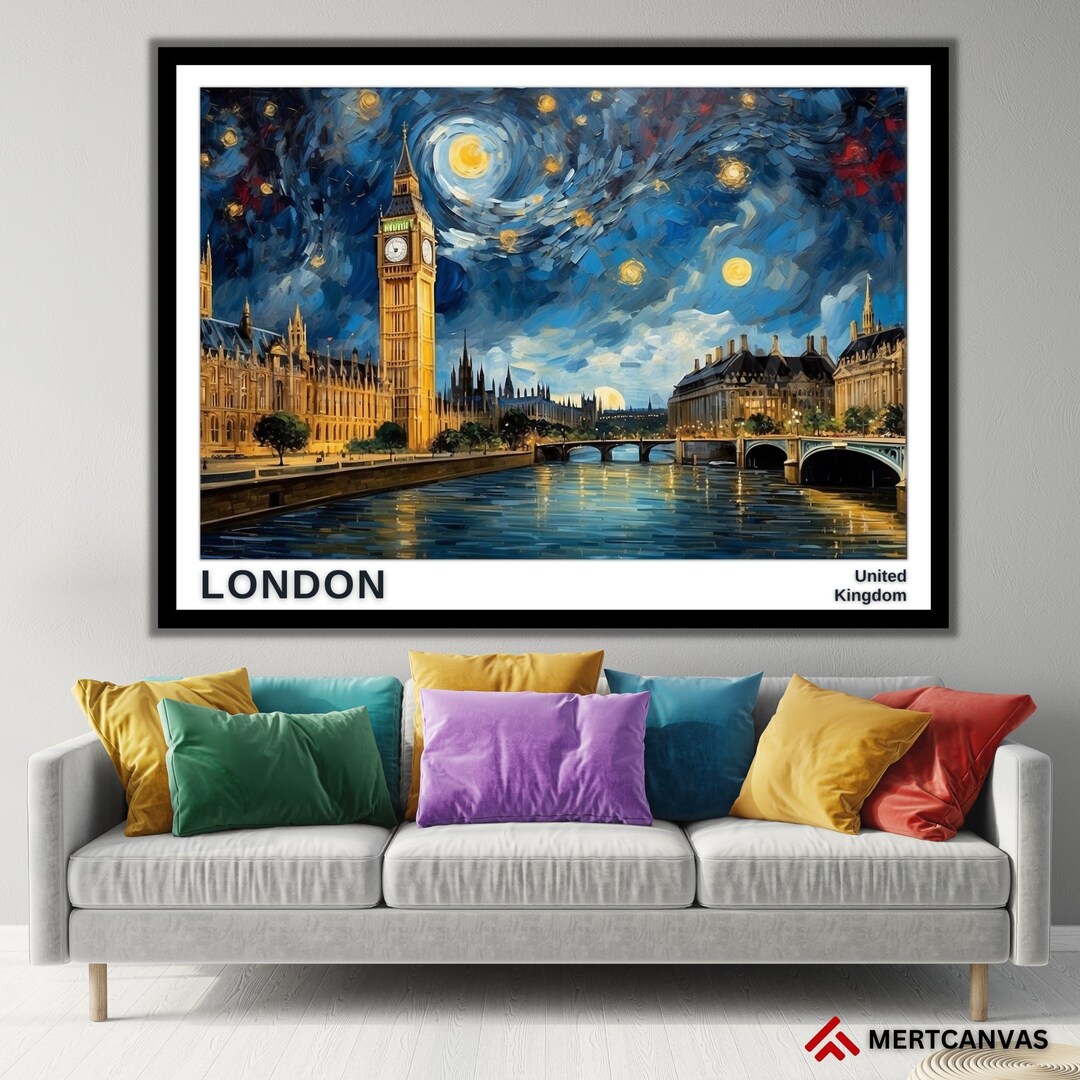 Starry Night London Reise Leinwand Poster London Starry Night Big Ben ...
