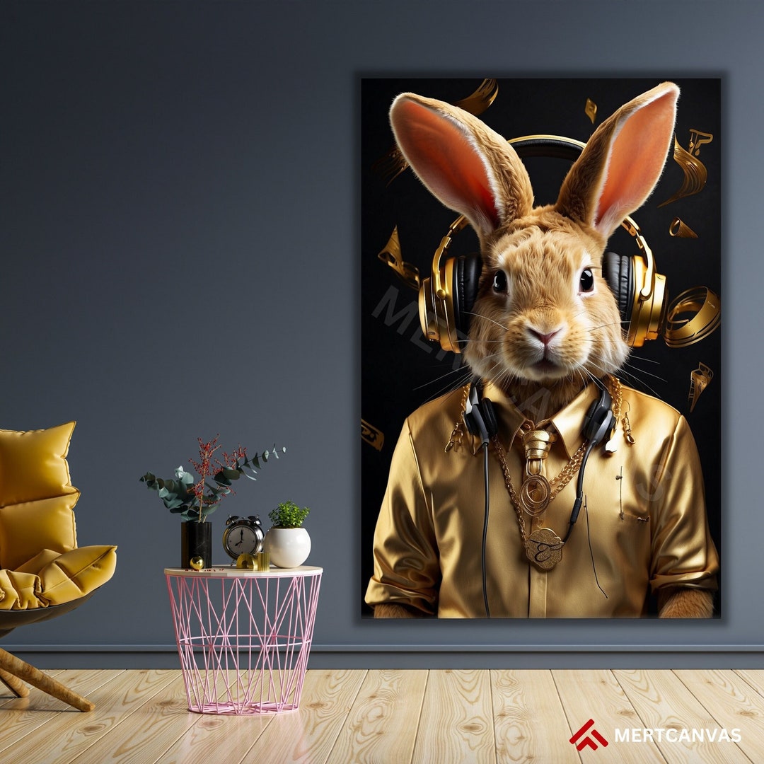 Dj Rabbit My Design Dj Rabbit Dj Gifts for Dj Canvas Art Dj Rabbit ...