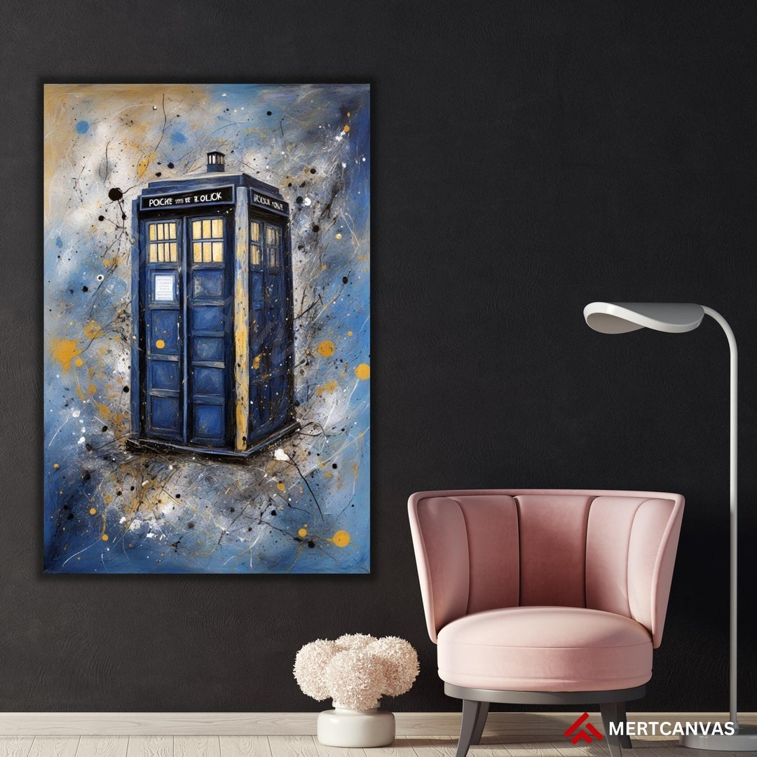 Doctor Who Tardis Box Jackson Pollock Style Doctor Who Wall Art Doctor ...
