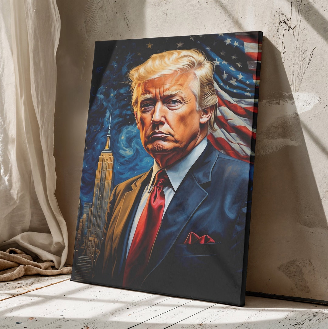 Donald Trump Canvas, New York City, US Flag Donald Trump Wall Art ...