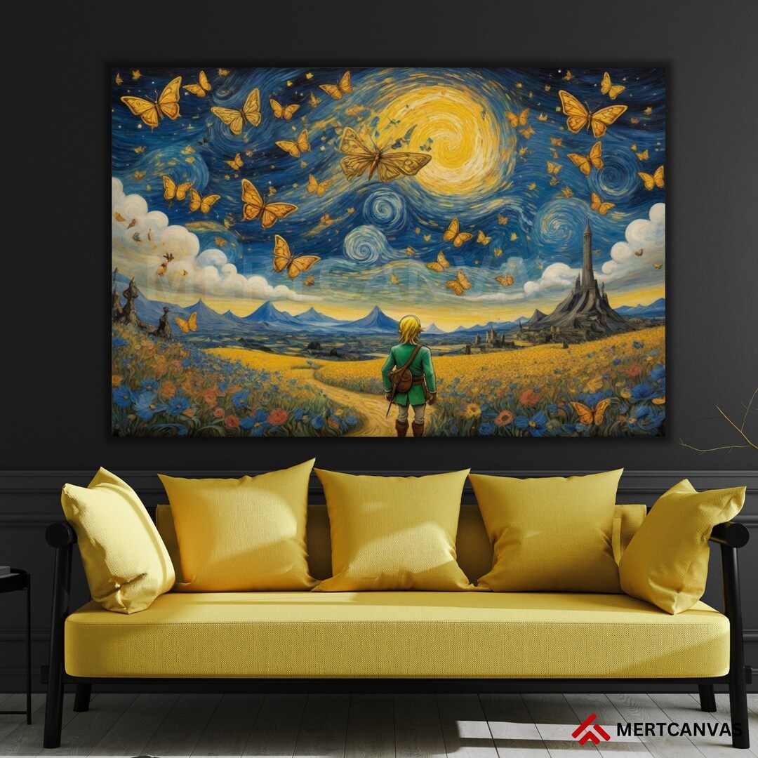 Buy The Legend of Zelda Canvas Poster Van Gogh Starry Night Background ...