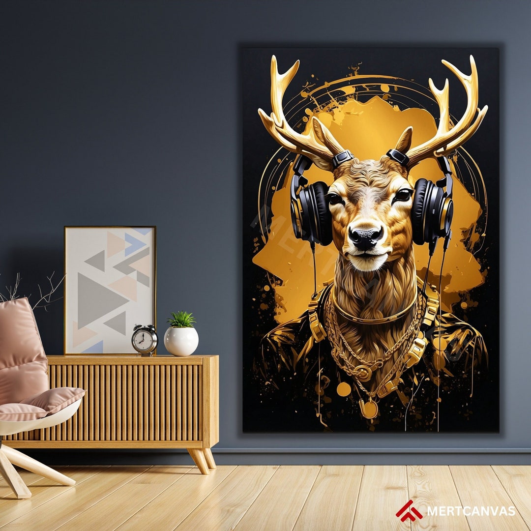 Comic Dj Deer My Design Dj Deer Dj Gifts for Dj Canvas Art Dj Deer ...