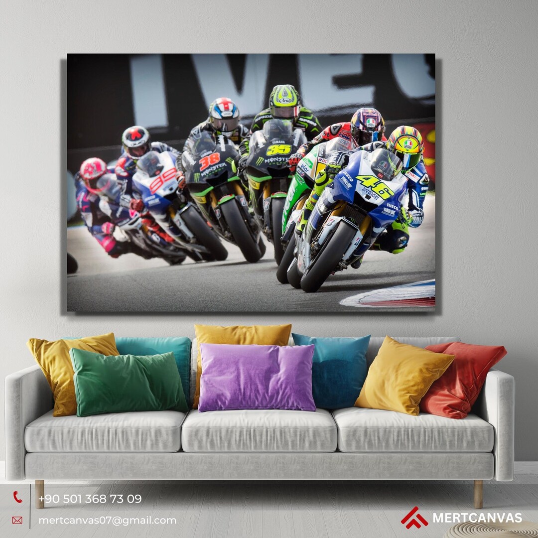 Valentino Rossi Motogp Poster Canvas Panel Wall Art Decor Yamaha Poster ...